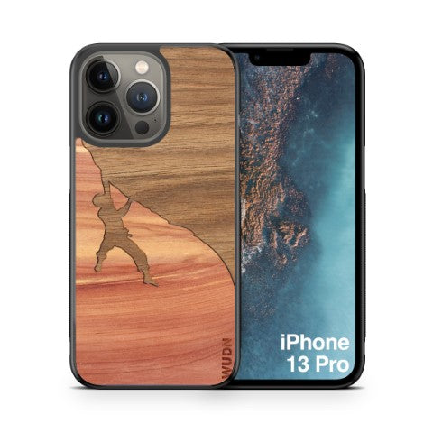 Slim Wooden Phone Case Rock Climber Inlay in Black Walnut