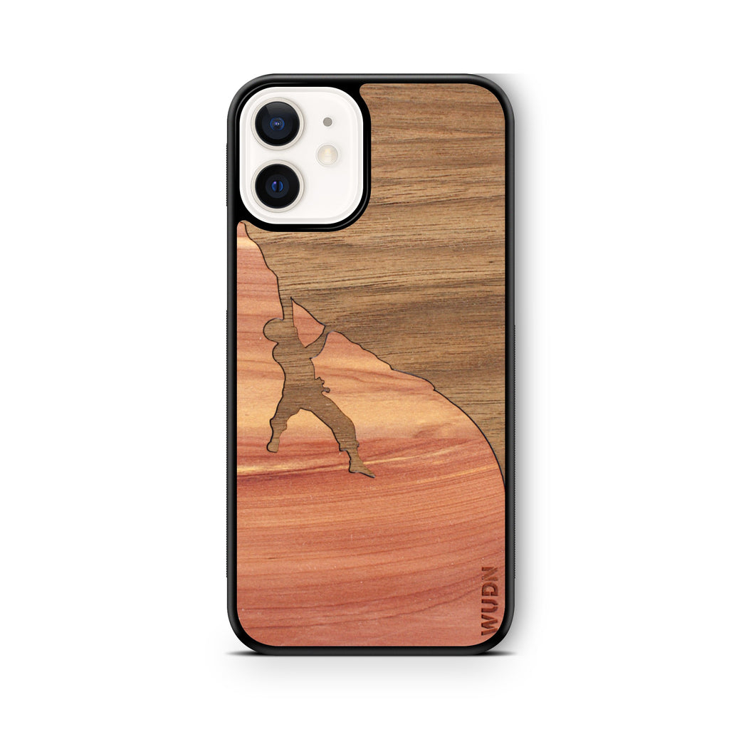 Slim Wooden Phone Case Rock Climber Inlay in Black Walnut