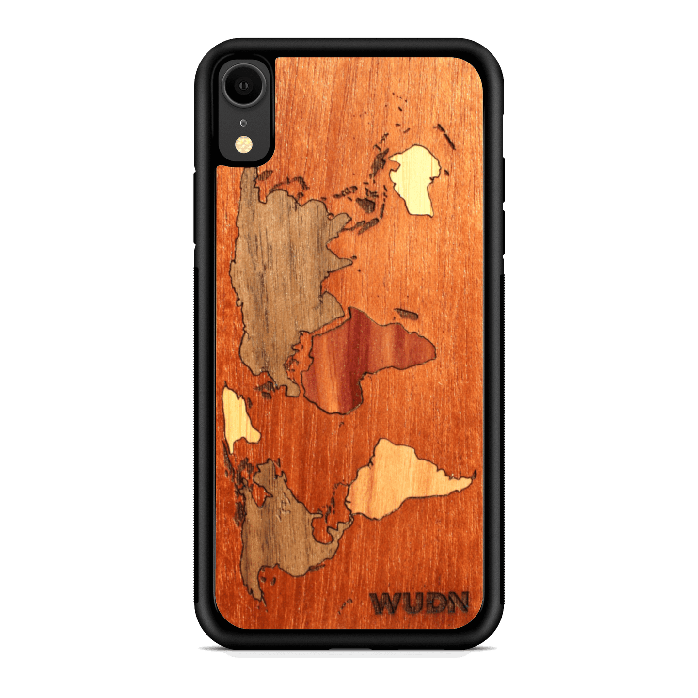 Wooden Phone Case - World Map Inlay, Mahogany Ocean