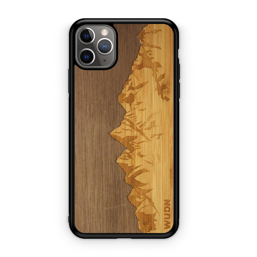 Wooden iPhone Case | Sawtooth Mountains Traveler Walnut Sky