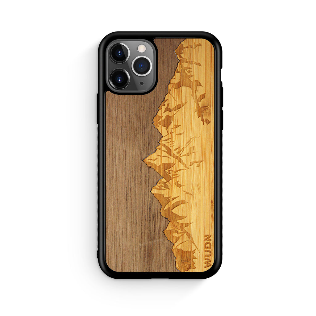 Wooden iPhone Case | Sawtooth Mountains Traveler Walnut Sky