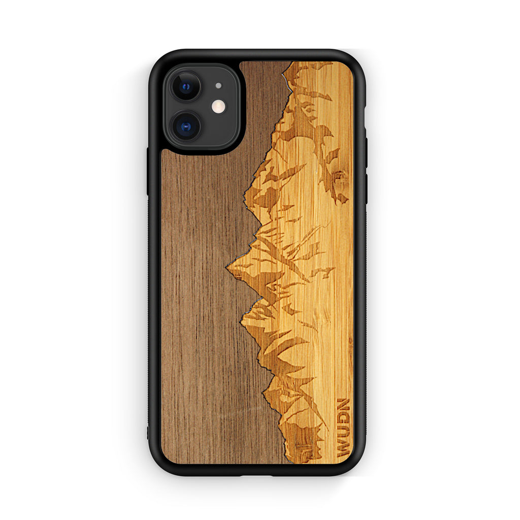 Wooden iPhone Case | Sawtooth Mountains Traveler Walnut Sky
