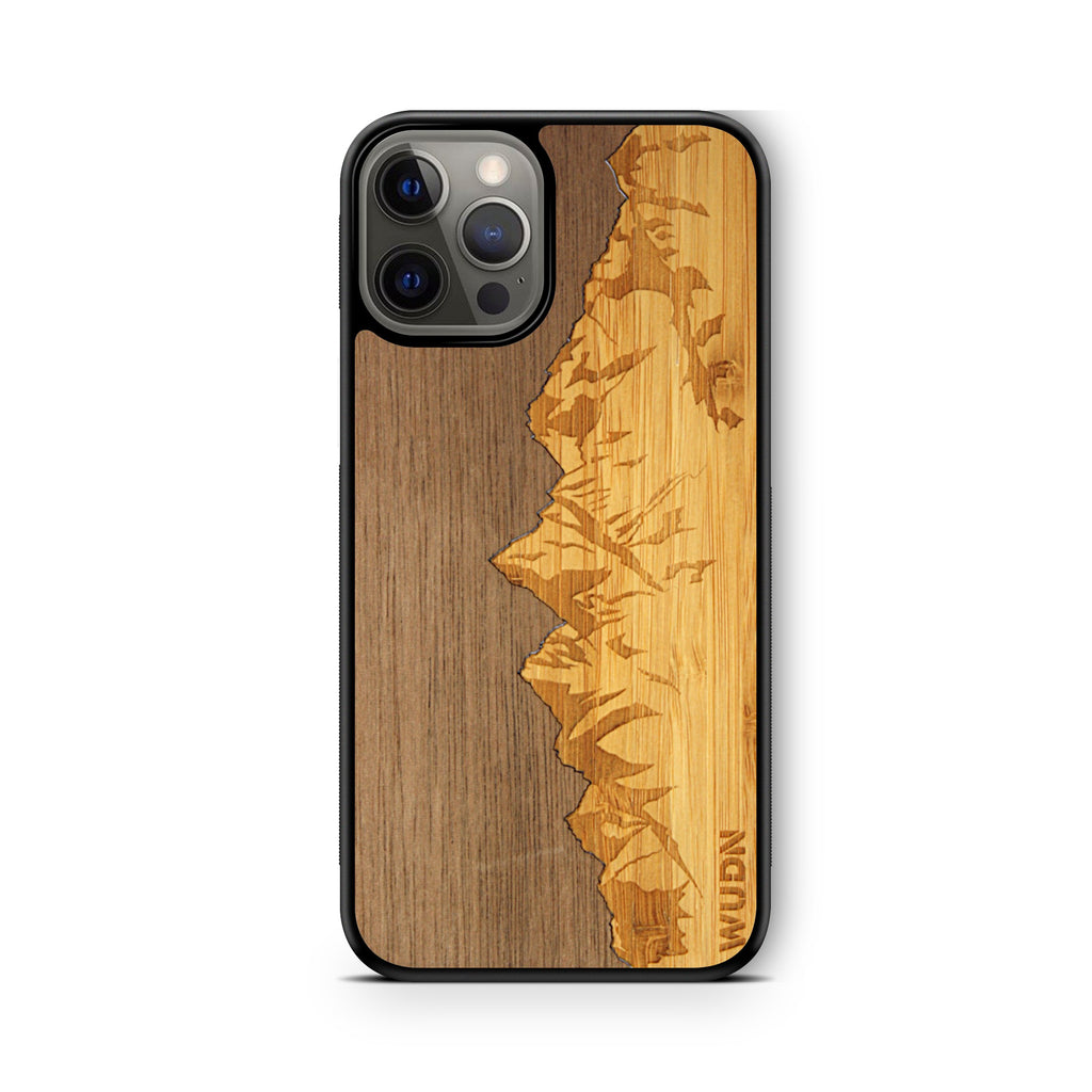 Wooden iPhone Case | Sawtooth Mountains Traveler Walnut Sky