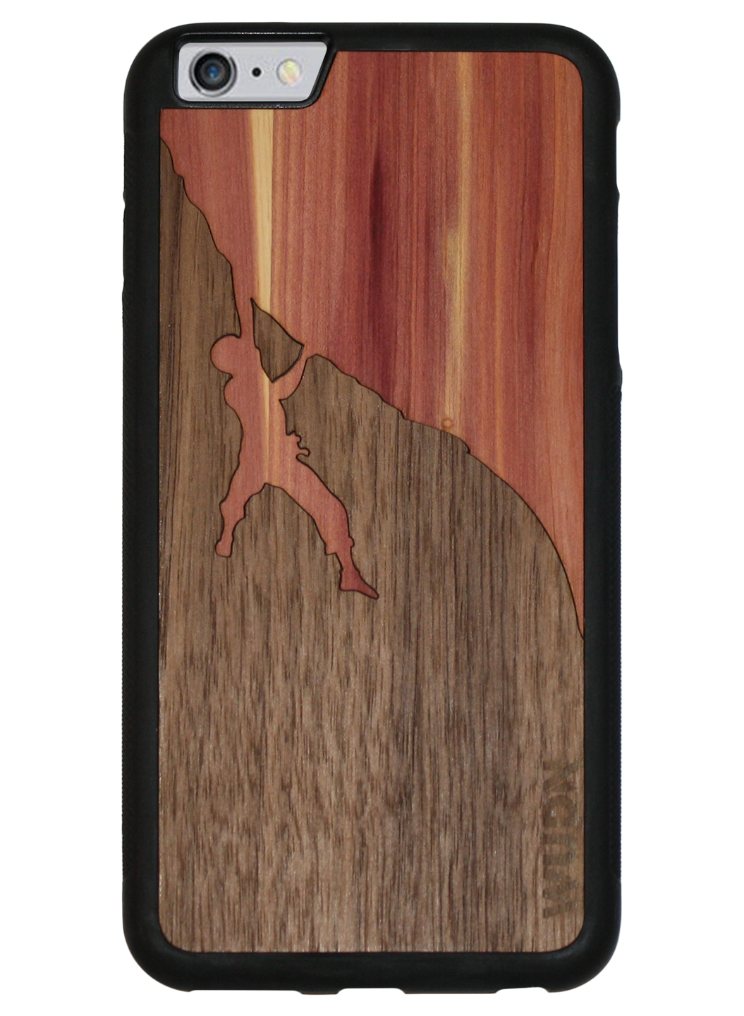 Slim Wooden Phone Case Rock Climber Inlay in Black Walnut
